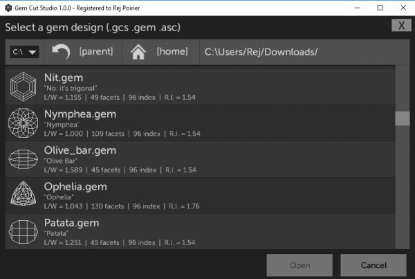 Downloading and Importing gem designs – Gem Cut Studio