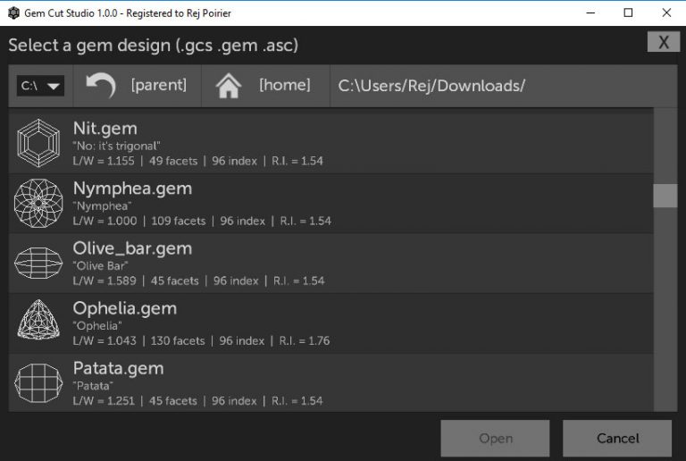 Downloading and Importing gem designs – Gem Cut Studio